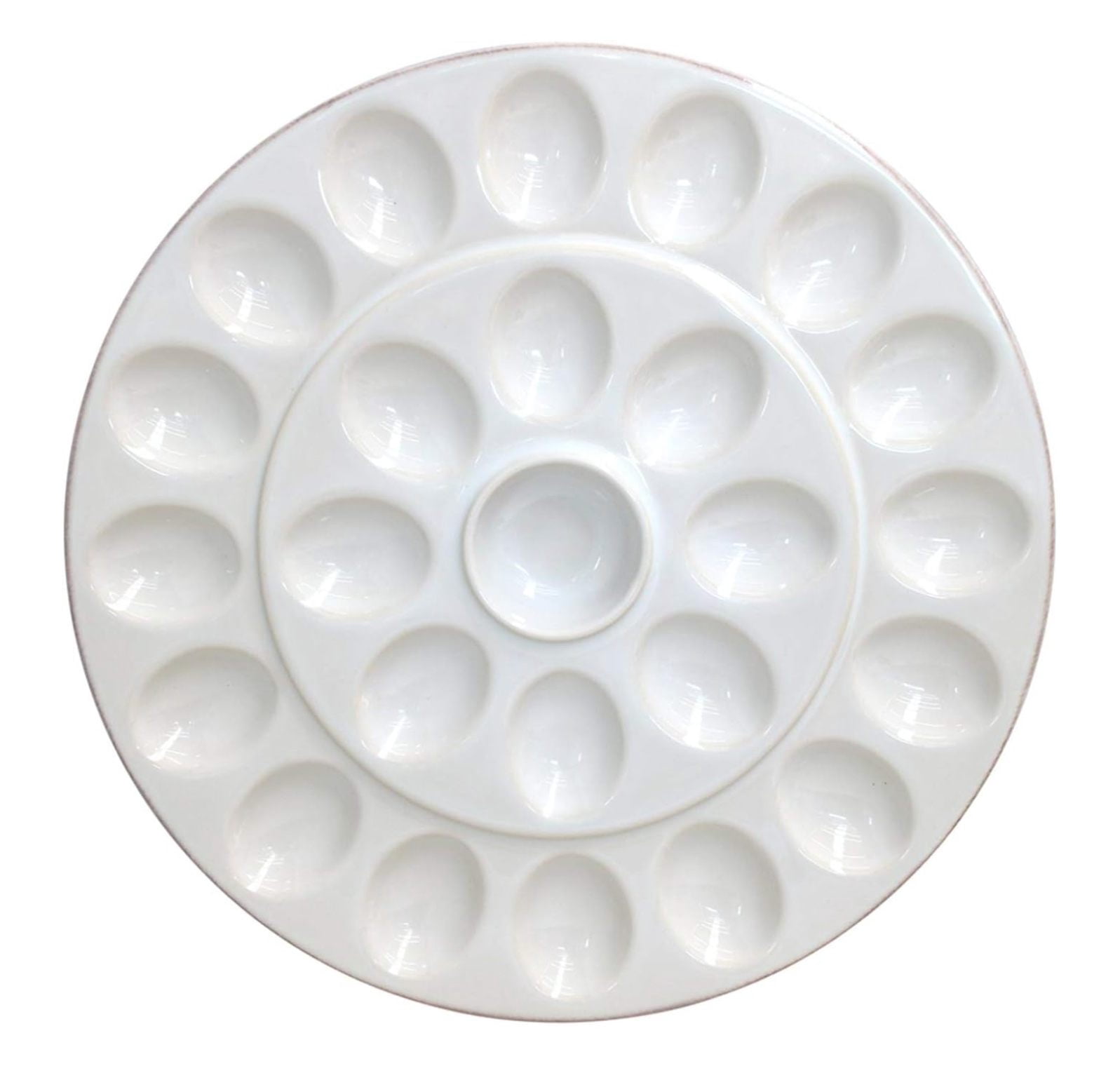 Ceramic Stoneware 13'' Egg Platter - Cook & Host Collection, White ...