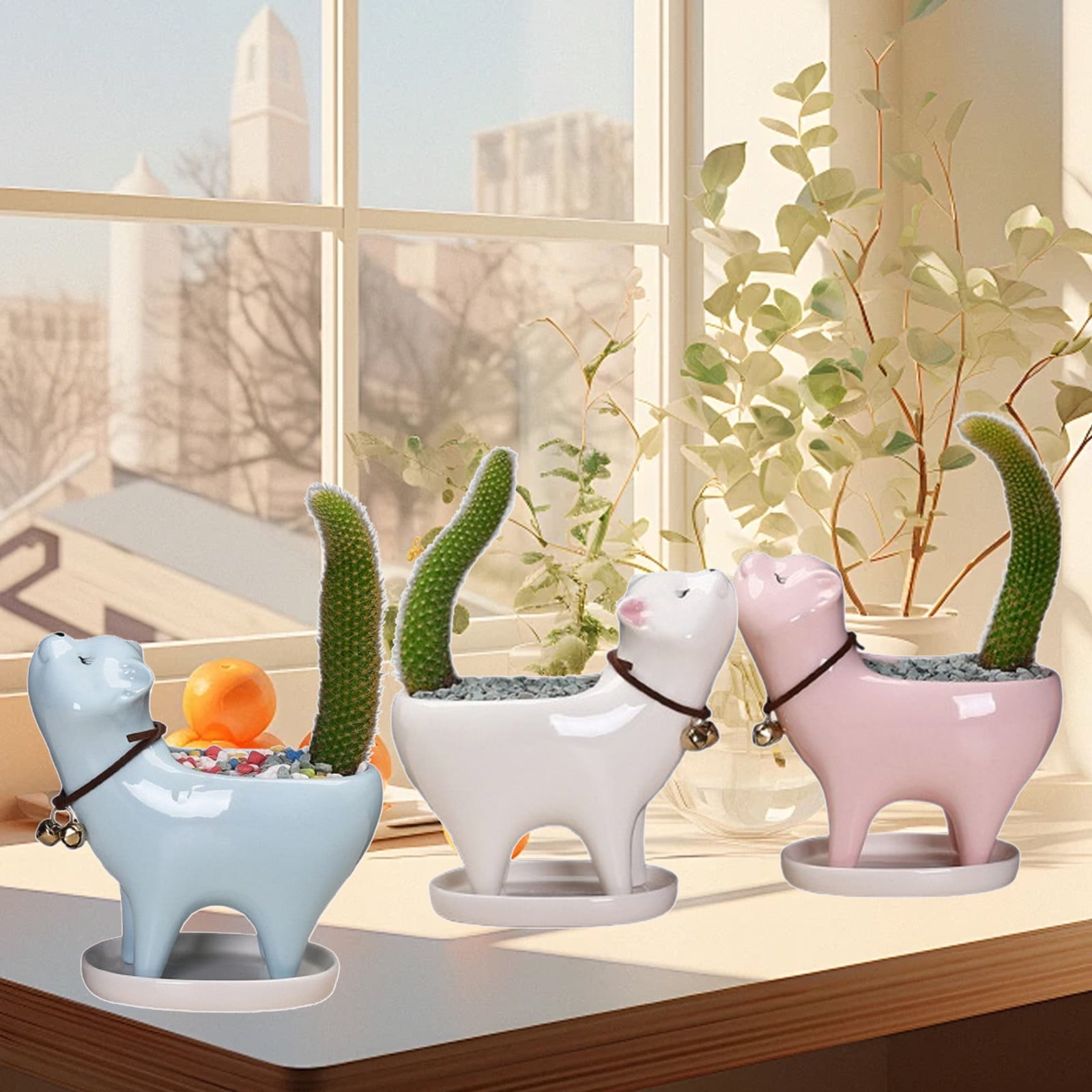 Ceramic Succulent Flower Pot | Cat Tail Design - Cartoon Style | Modern ...