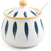 Ceramic Sugar Bowl with Lid and Spoon, 12 Ounces Porcelain Sugar Jar ...