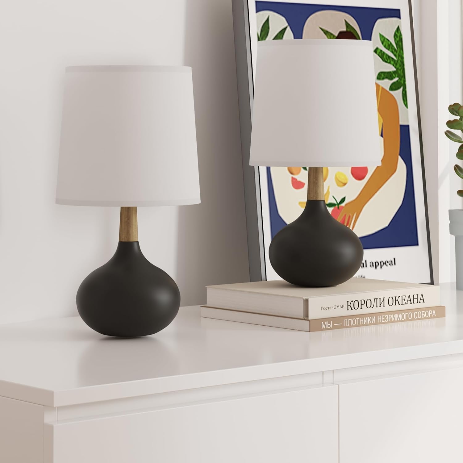 Ceramic Table Lamps Set of 2 for Living Room Modern Beside Lamps with ...