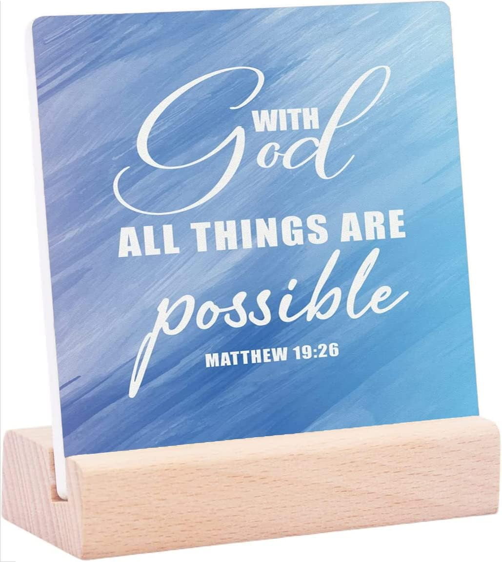 Ceramic Table Plaque with Wooden Stand Desk Decorations with God All ...