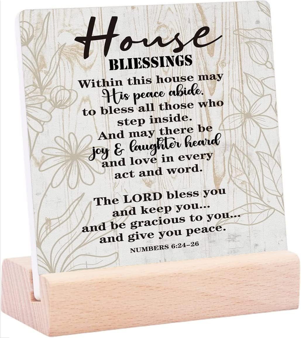 Ceramic Table Plaque with Wooden Stand Desk Decorations House Blessing ...