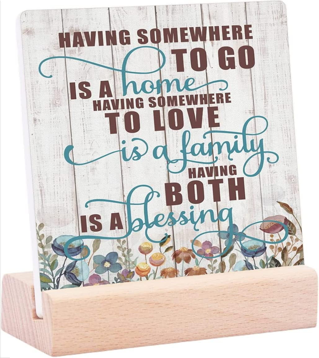 Ceramic Table Plaque with Wooden Stand Desk Decorations Welcome to Our ...