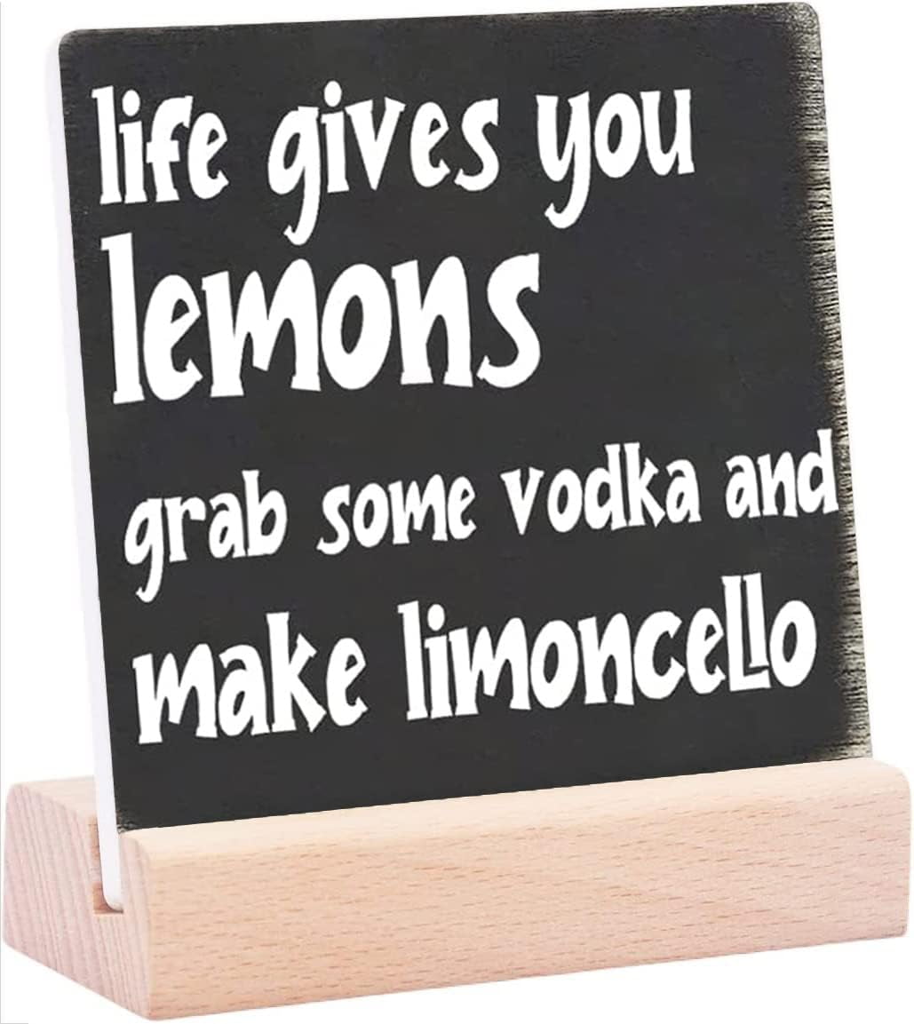 Ceramic Table Plaque with Wooden Stand Motto Desk Decorations Office ...