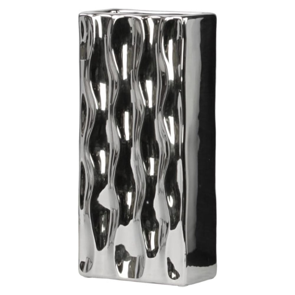 Ceramic Tall Rectangular Vase Large - Silver - Benzara - Walmart.com