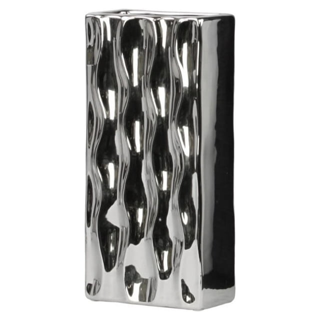 Ceramic Tall Rectangular Vase Large - Silver - Benzara - Walmart.com