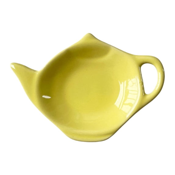 Ceramic Tea Bag Holder Dish Yellow Teapot Shaped Tea Bag Rest Tray for ...