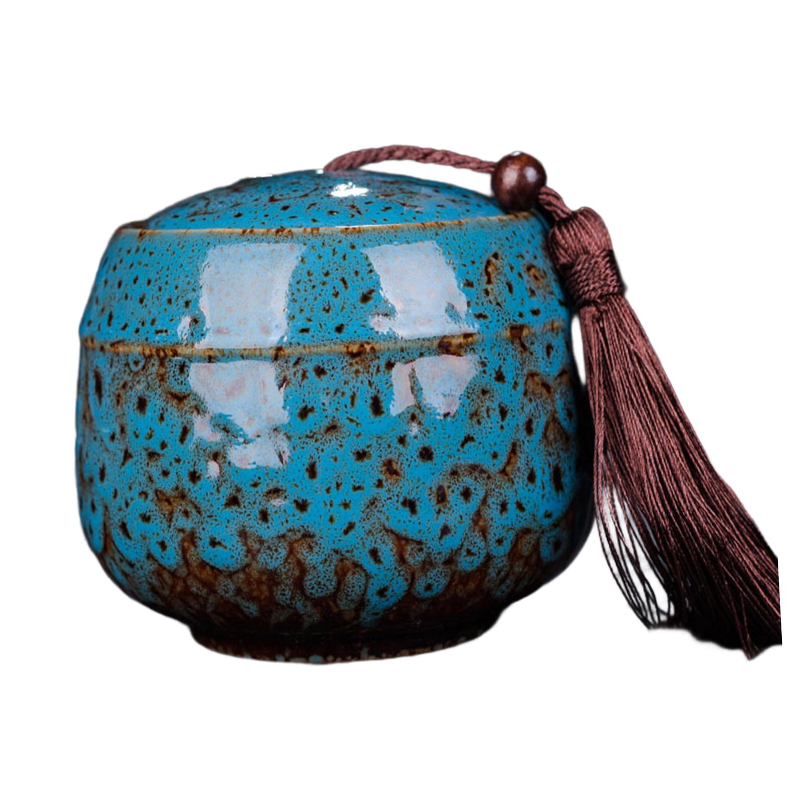 Ceramic Tea Canister Porcelain Ginger Jar Desk with Lids Decor Display ...