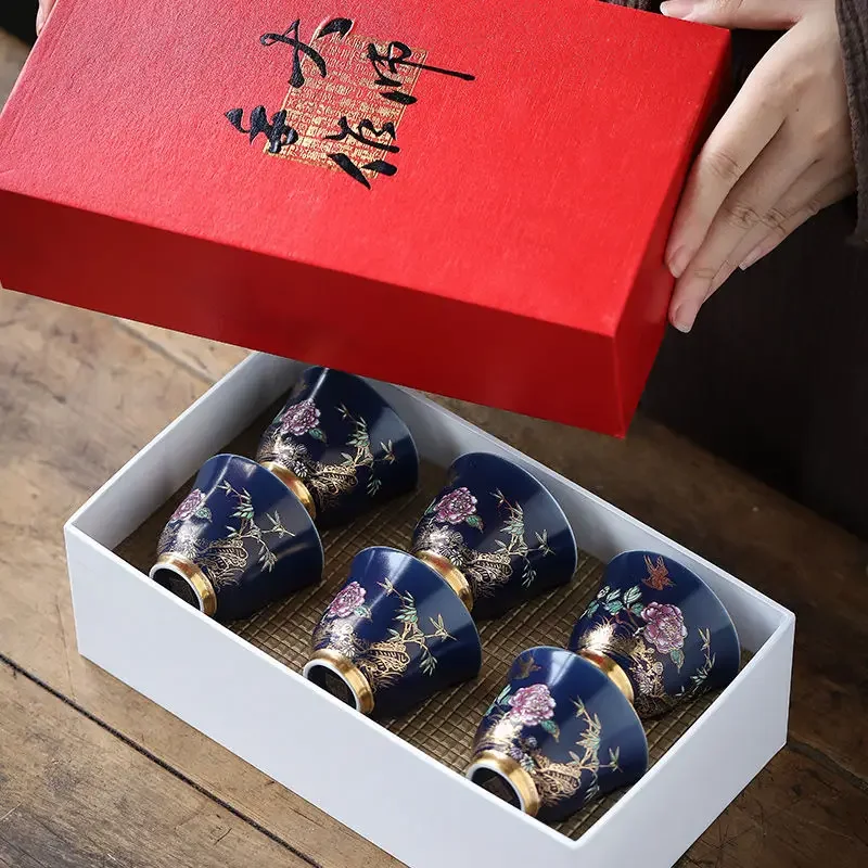 Ceramic Tea Cup with Gold Outline Chinese Kung Fu Master Cup Creative ...