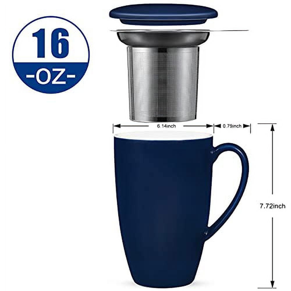 Ceramic Tea Cup with Infuser and Lid 16 oz Tea Cup with Strainer Loose ...