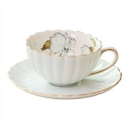 Tea Cup and Saucer Set of 6 (12 pieces), Floral Tea Cups, 8 Oz.Bone China Porcelain - Walmart.com