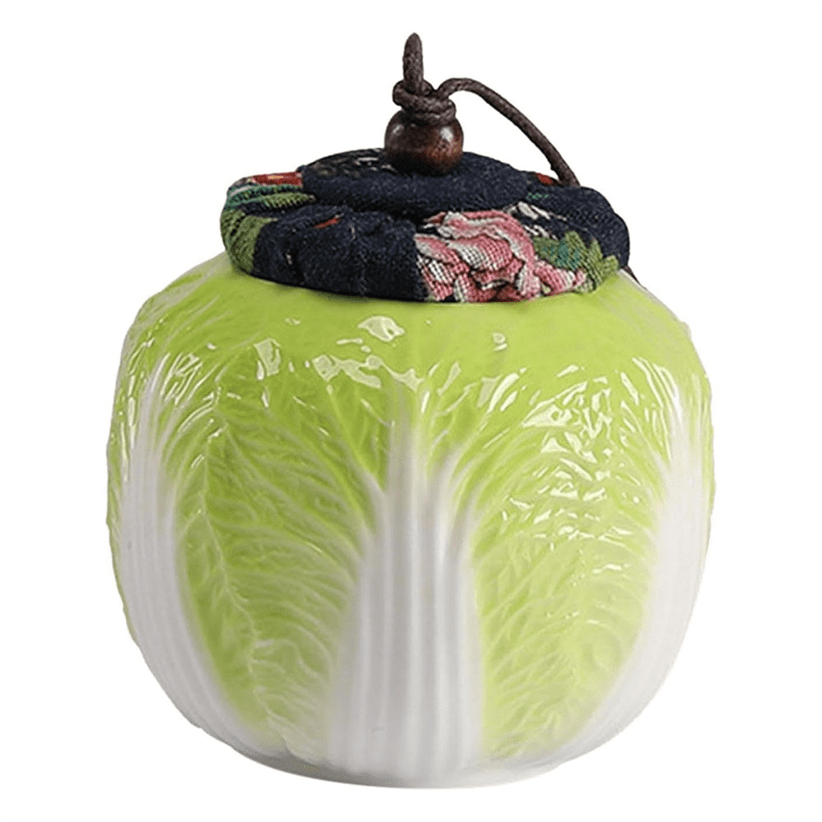 Ceramic Tea Jar Storage Canister Chinese Cabbage with Lid Organizer Tin ...