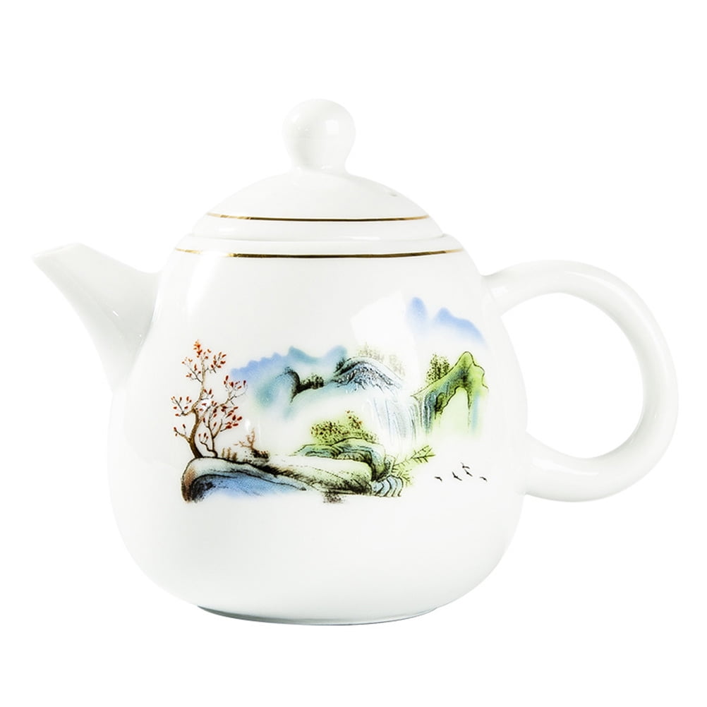 Ceramic Tea Kettle with Side Handle Delicate Tea Pot for Home Office ...