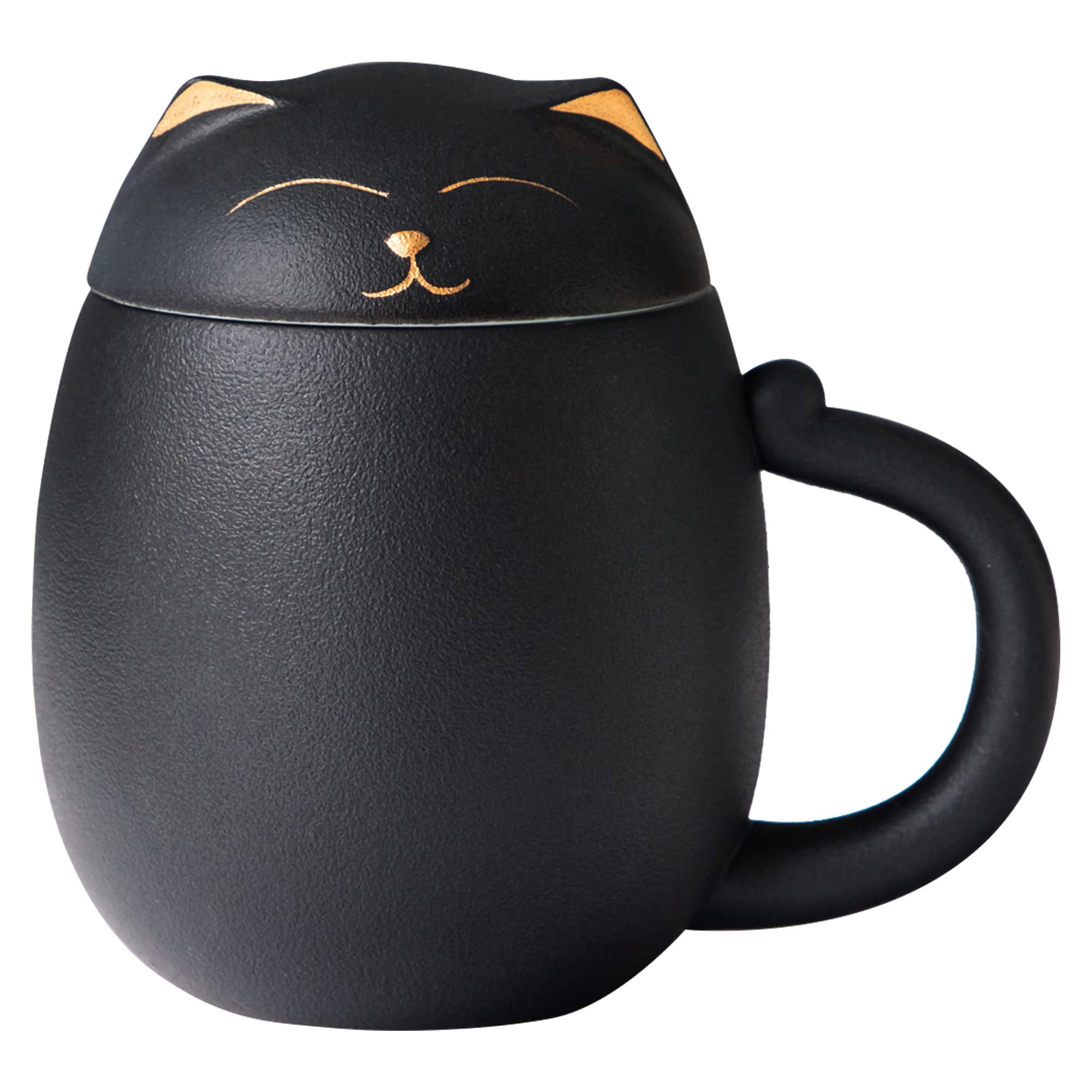 Ceramic Tea Mug with Infuser and Lid, Cute Cat Tea Cup with Filter for ...