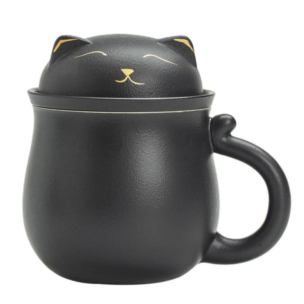 Dingrich Ceramic Cat Tea Mug, 350ml with Infuser and Lid, Handmade ...