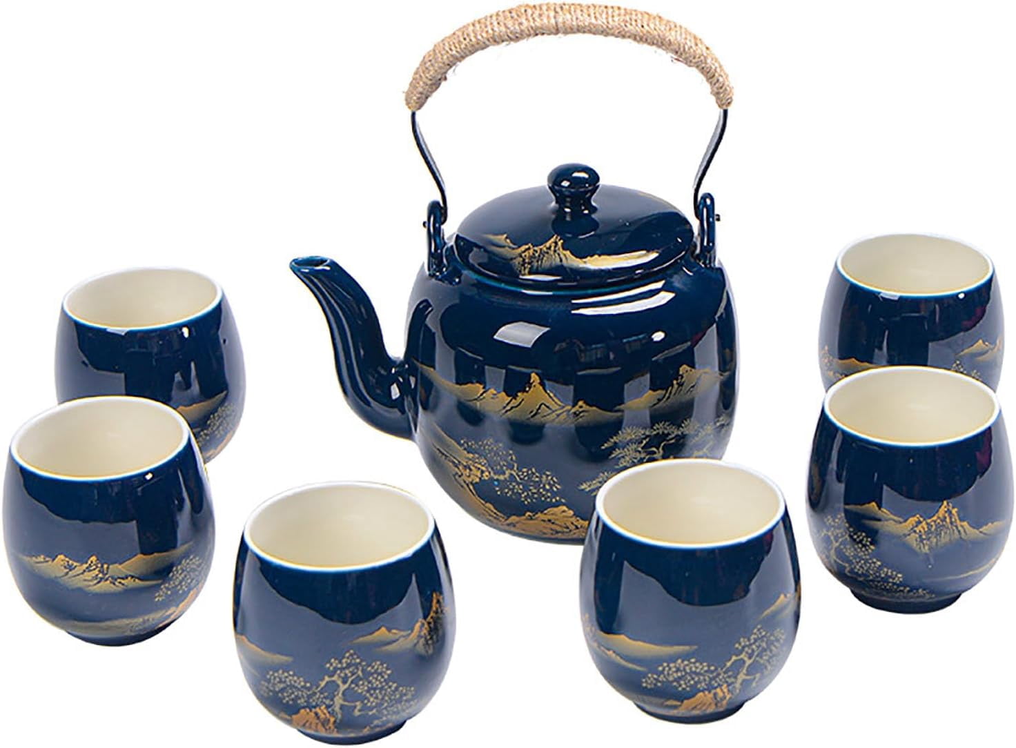 Ceramic Tea Set Japanese Tea Cup Sets Black Glazed Chinese Porcelain ...
