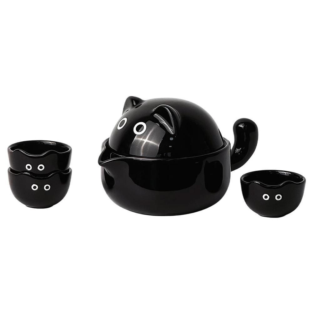 Ceramic Tea Set, Porcelain Tea Set, Cat-Shaped Teapot And 3 Teacup Set ...