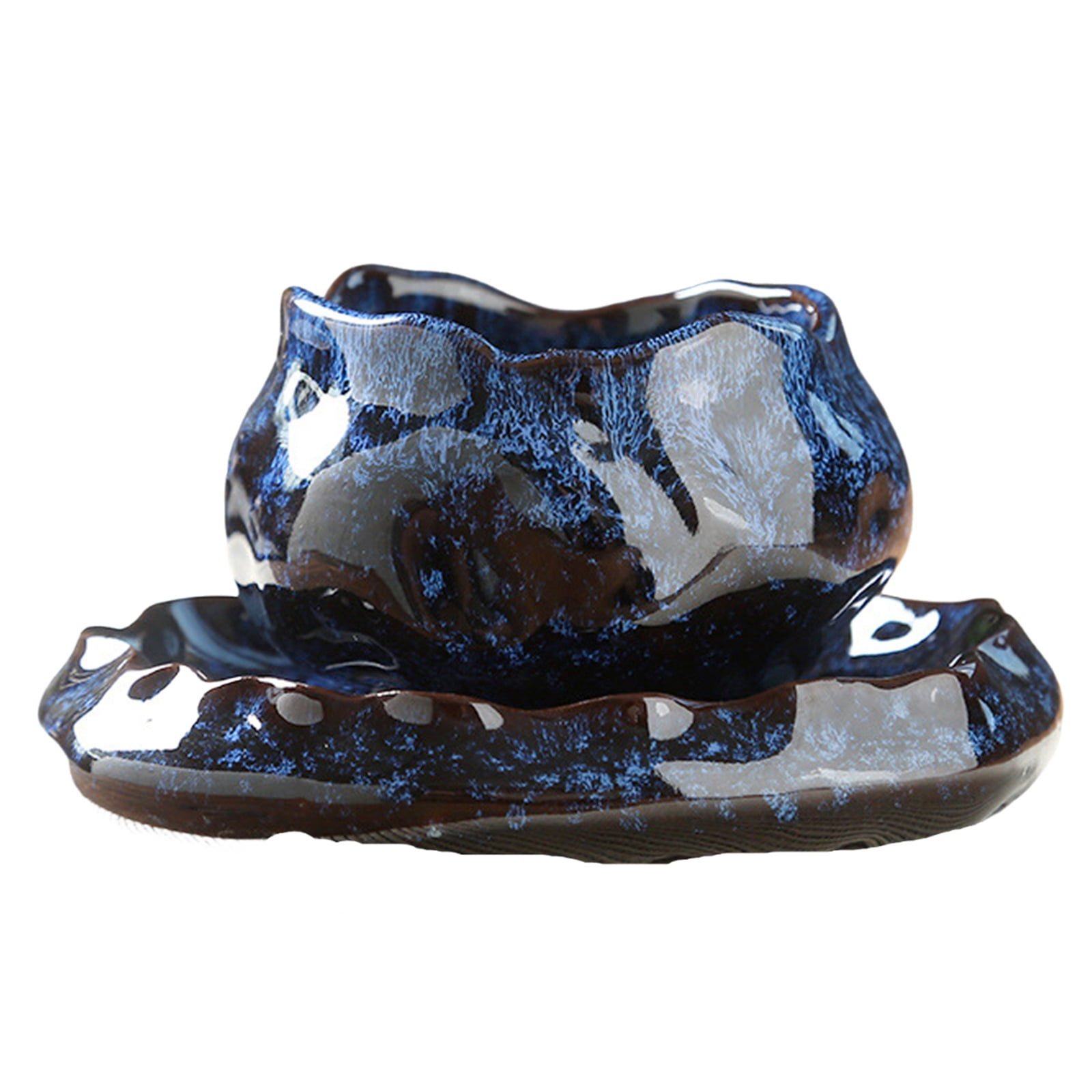 Ceramic Teacup and Saucer, Vintage Stoneware Coffee Cup Saucer ...