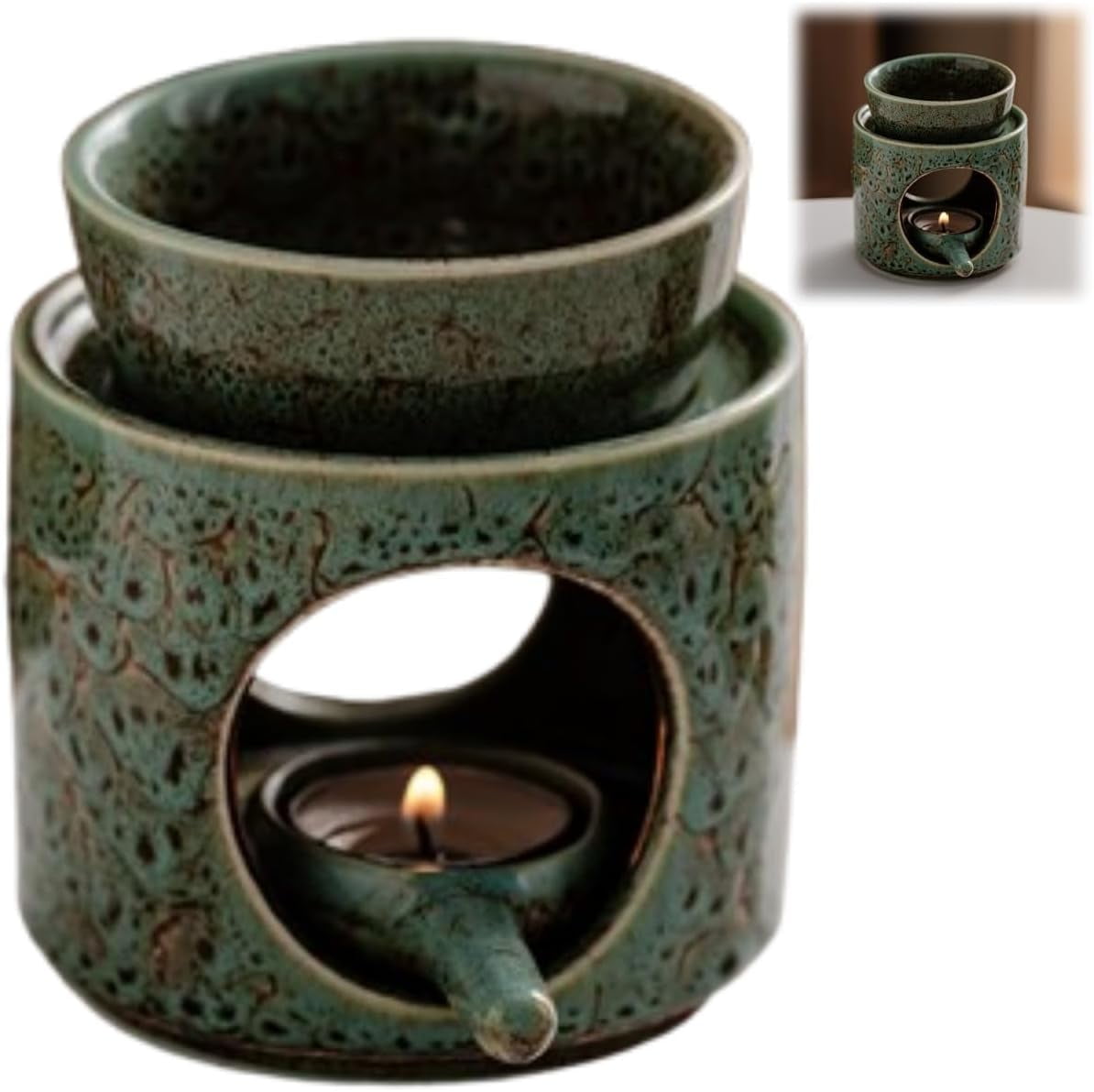 Ceramic Tealight Holder,Anti Slip Oil Burner with Removable Bowl ...