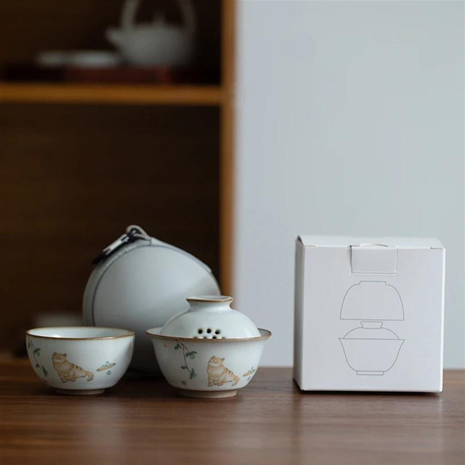 Ceramic Teapot Gaiwan Tea Cup Portable Travel Tea Set Drinkware ...