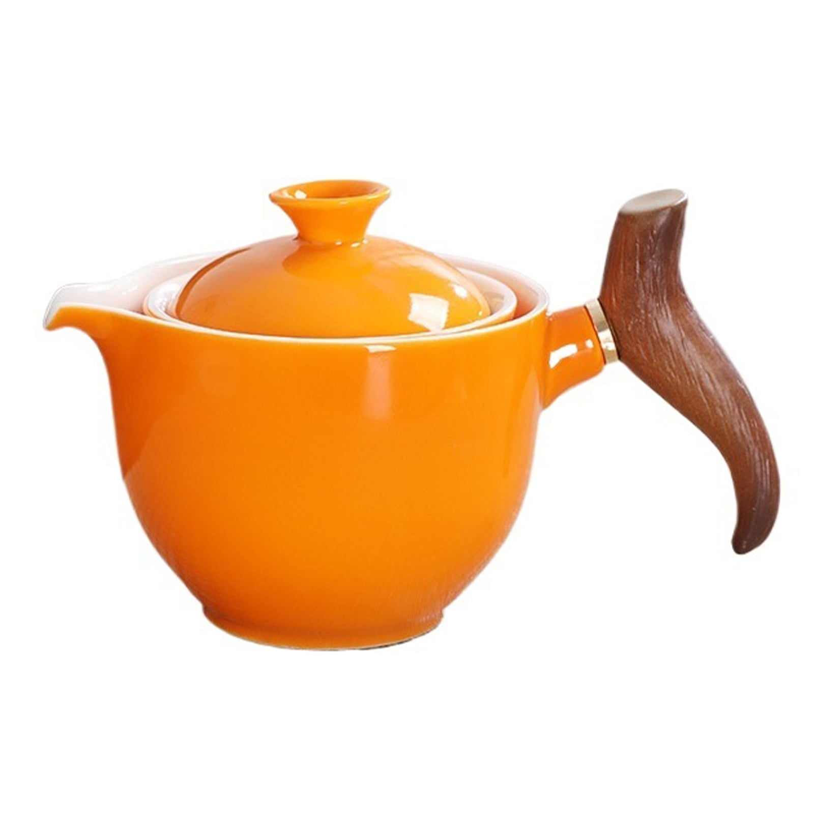 Ceramic Teapot, Rotating Tea Pot, 360 Tea Maker with Wood Side Handle ...