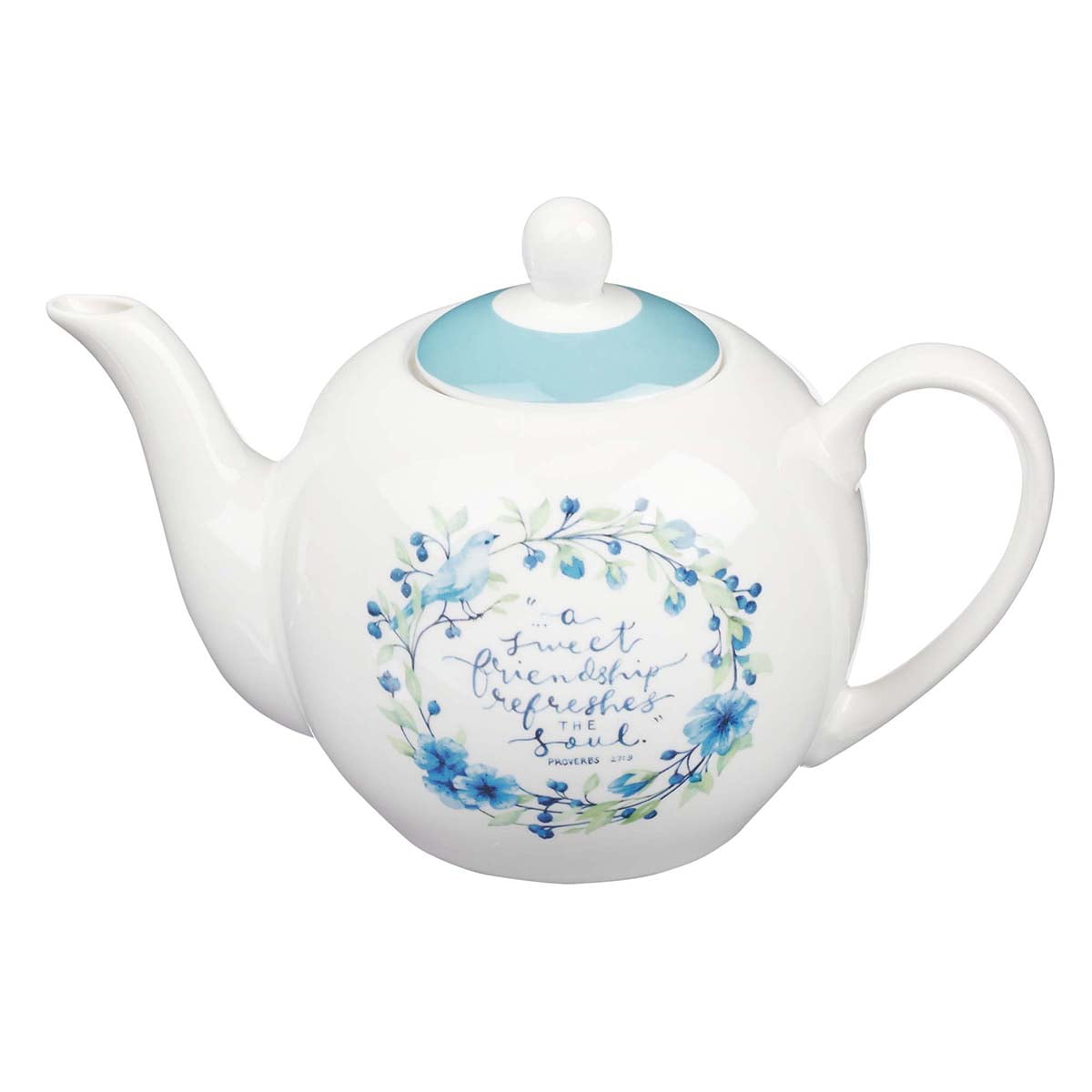 Ceramic Teapot Sweet Friendship Proverbs 27:9 Blue Flower Tea For One ...