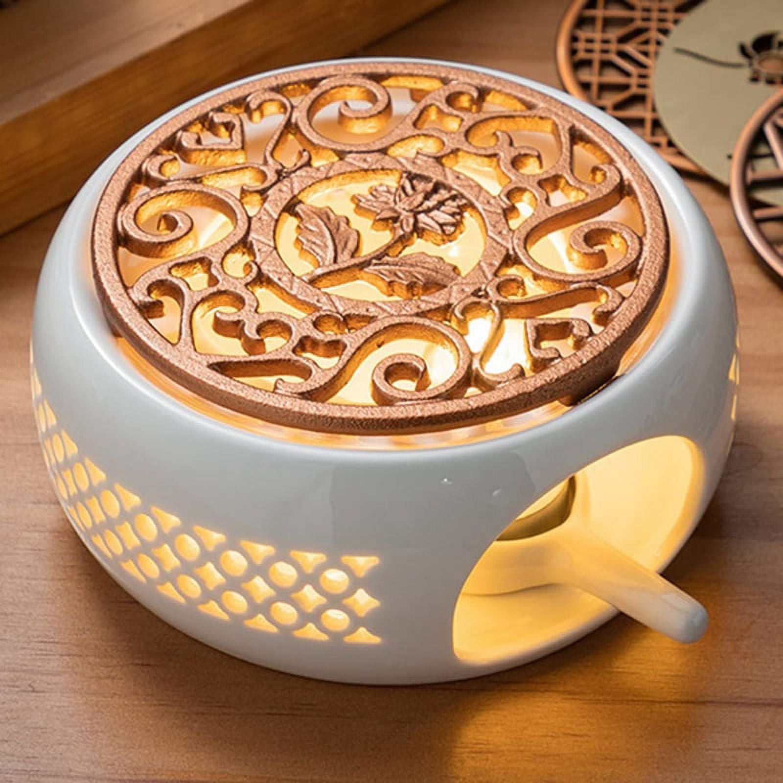 Ceramic Teapot Warmer Holder Base Tea Insulation Coffee Water Candle ...