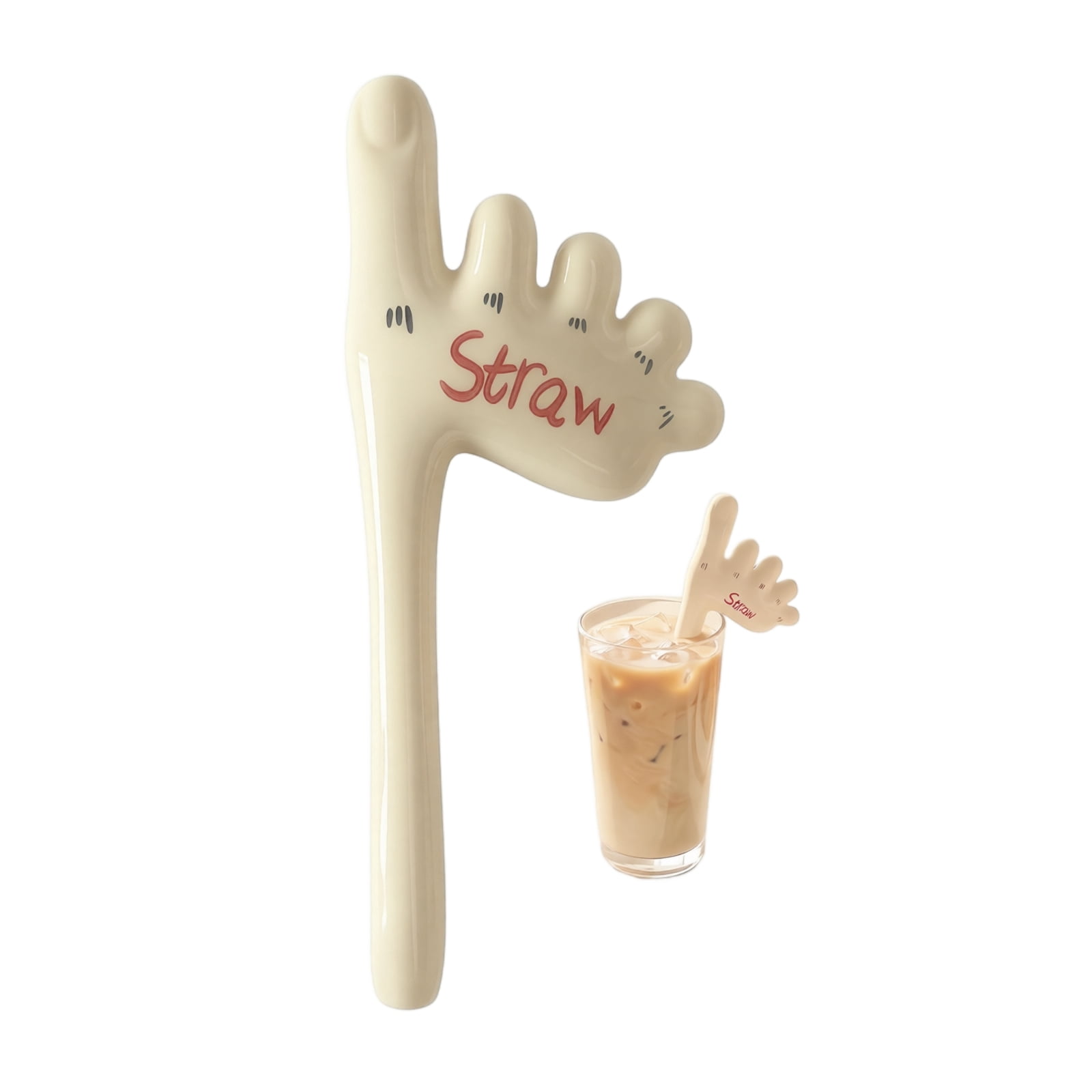 Ceramic Thumb Shaped Straw Foot Design Creative Reusable Straw for ...