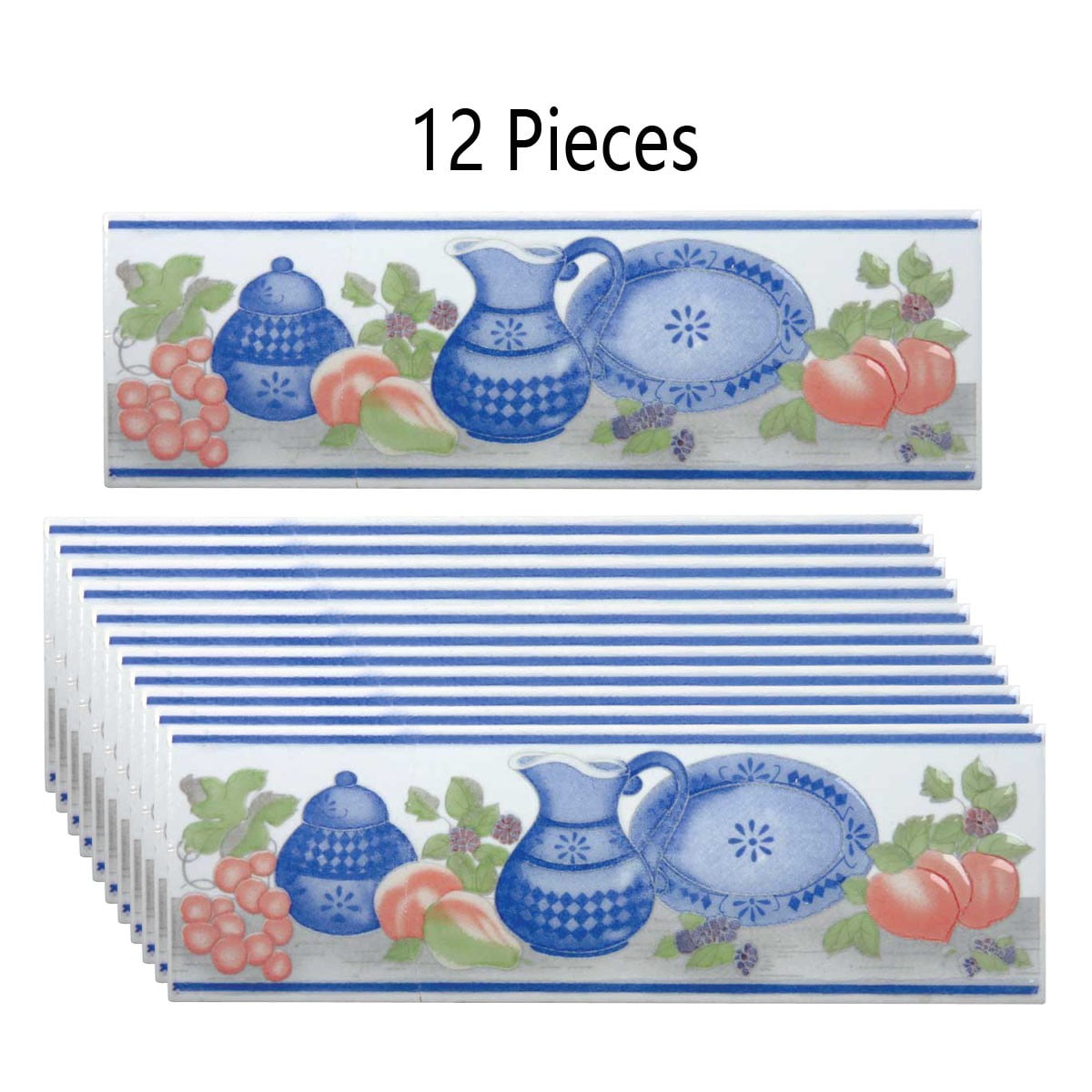 Renovators Supply Ceramic Tile Border Listello Blue and White 3in x ...