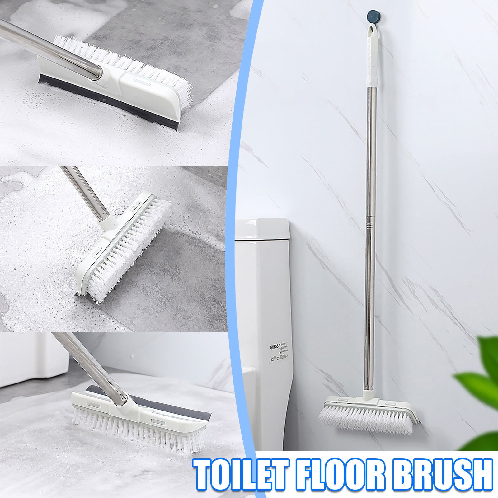 Ceramic Tile Floor Scrubber Brush with Scraper, Hard Bristle Rubber ...