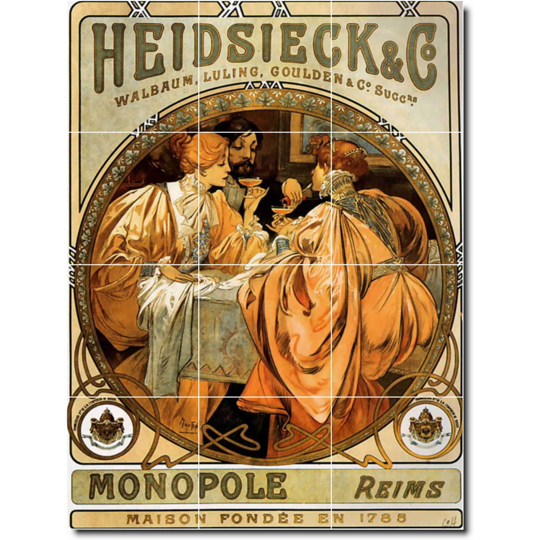 Ceramic Tile Mural-Alphonse Mucha Poster Art Custom Tile Mural 10. 12. ...