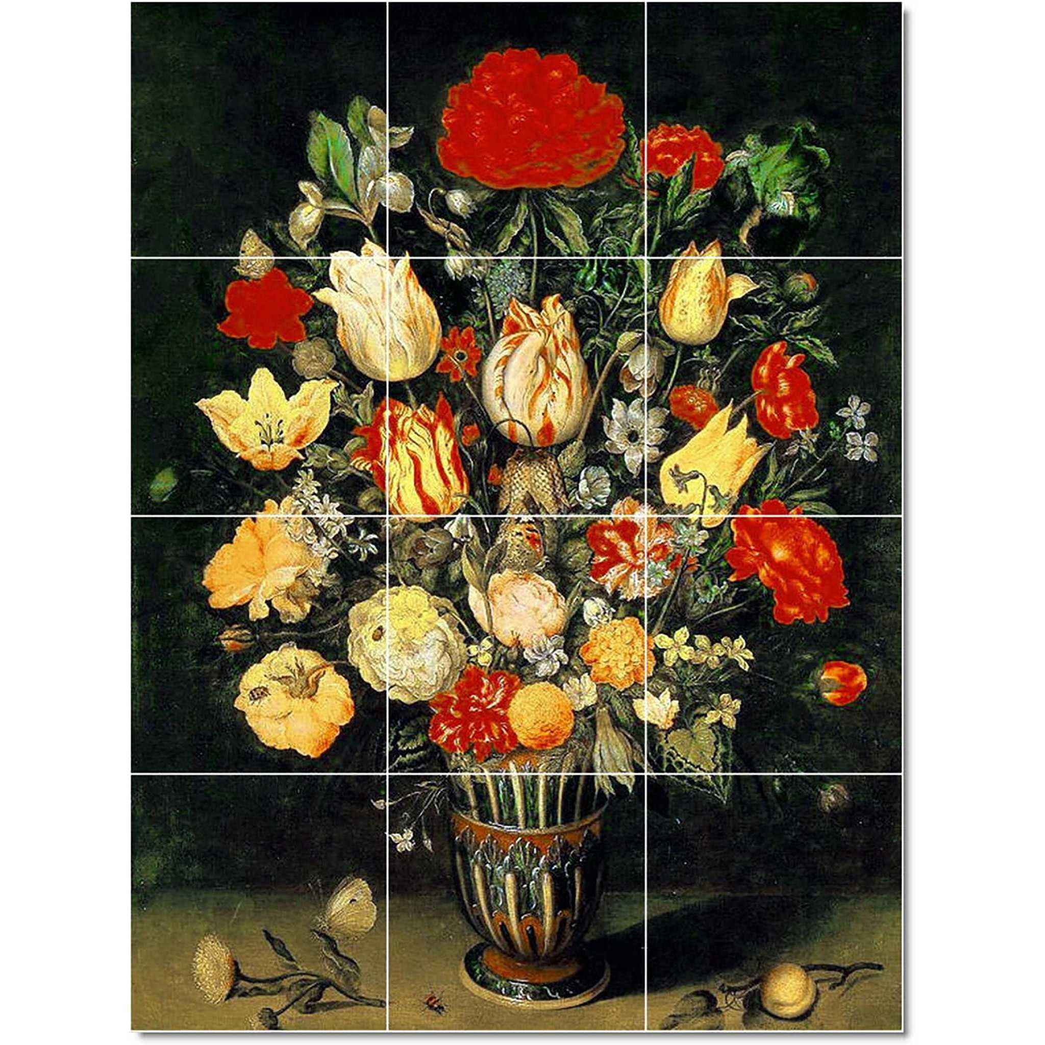Ceramic Tile Mural-Ambrosius The Elder Bosschaert Flowers Tile Mural ...