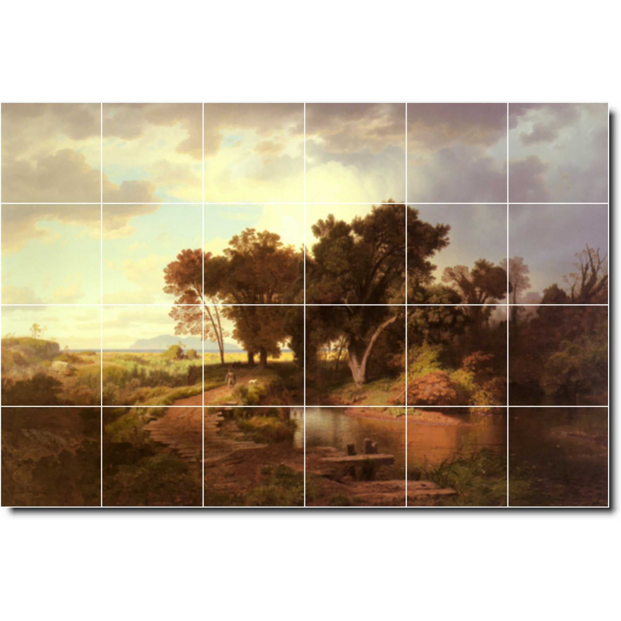 Ceramic Tile Mural-Andreas Achenbach Landscapes Painting 135. 72" w x ...
