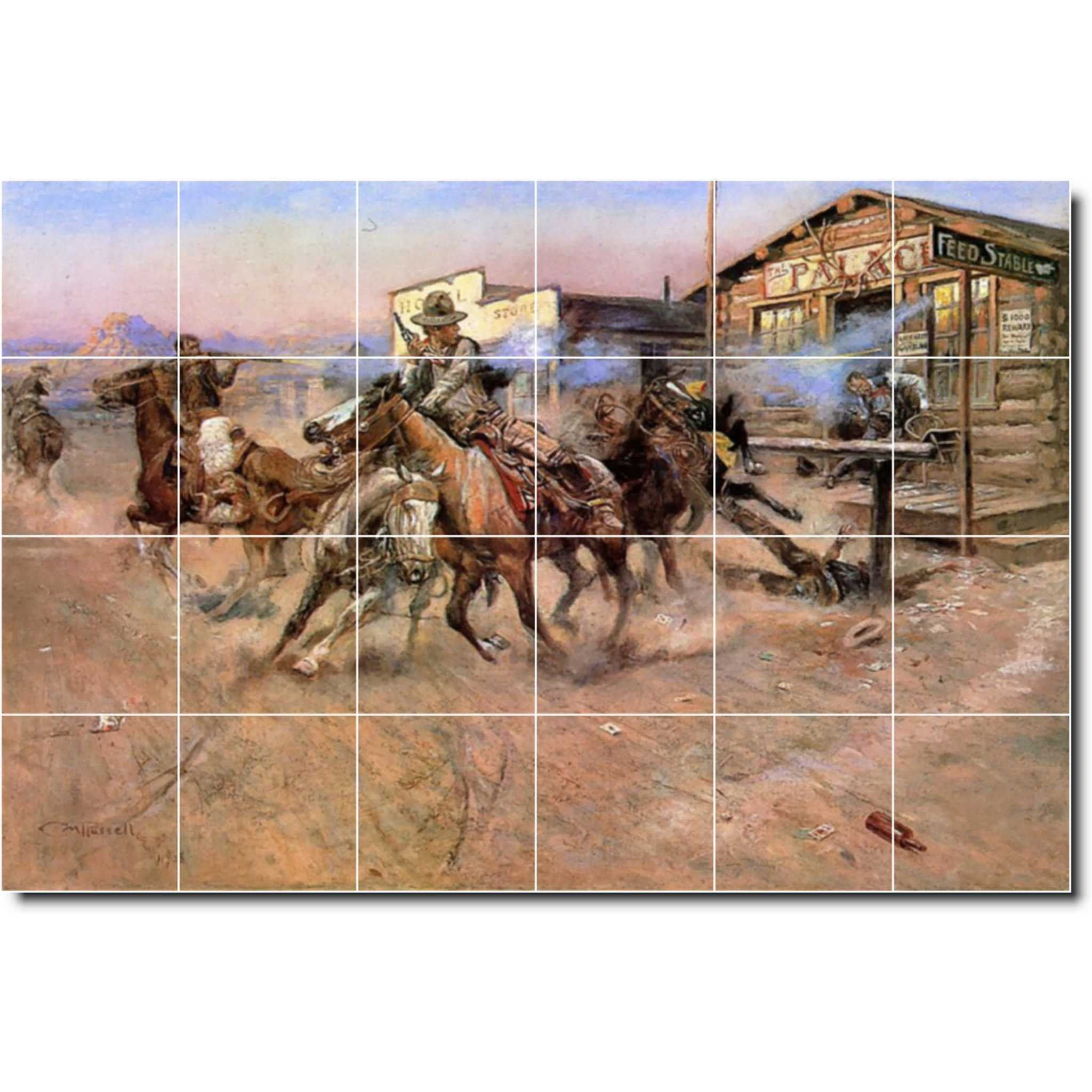 Ceramic Tile Mural-Charles Russell Western Backsplash Tile Mural 5. 48 ...