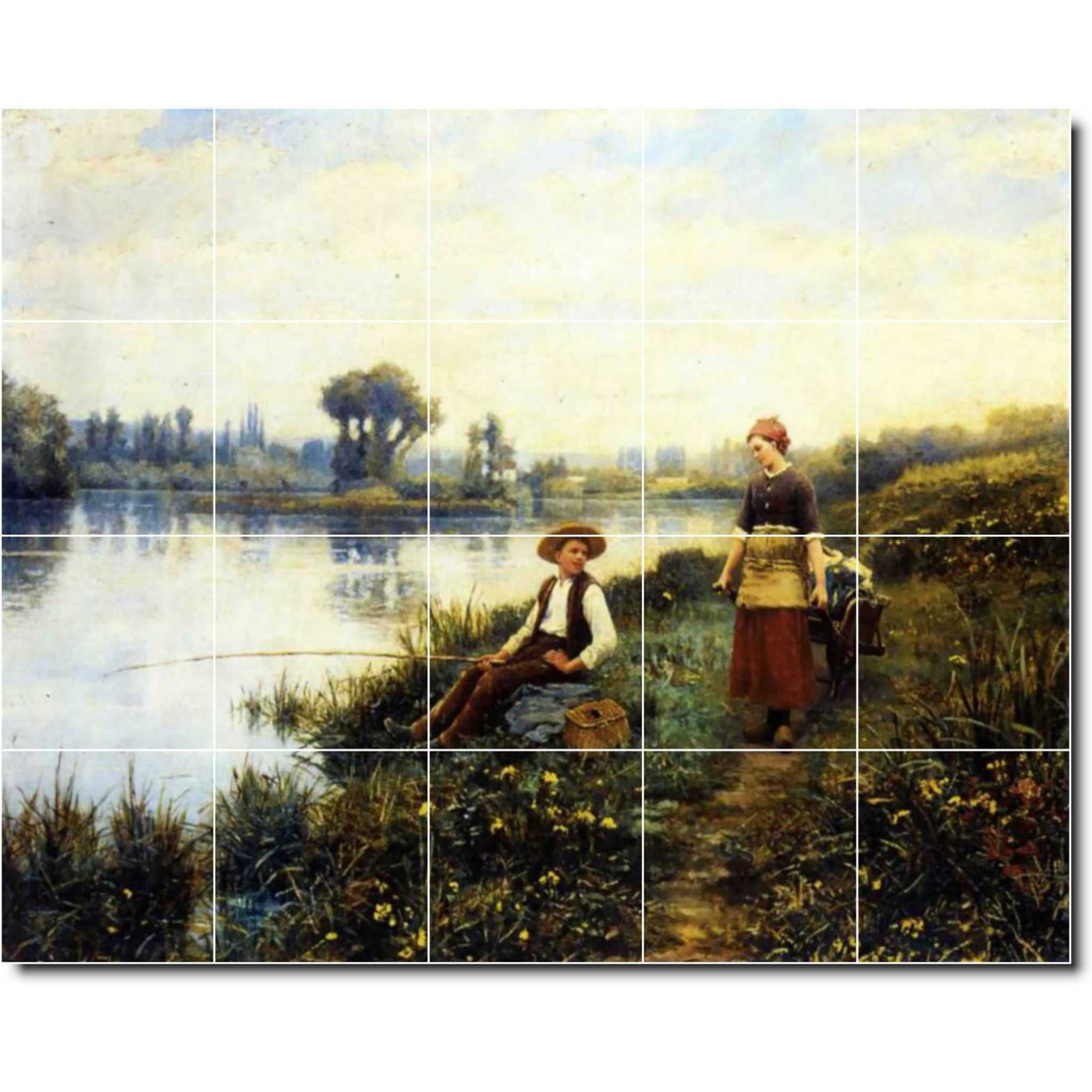 Ceramic Tile Mural-Daniel Ridgway Knight Country Painting 114. 21.25" w ...