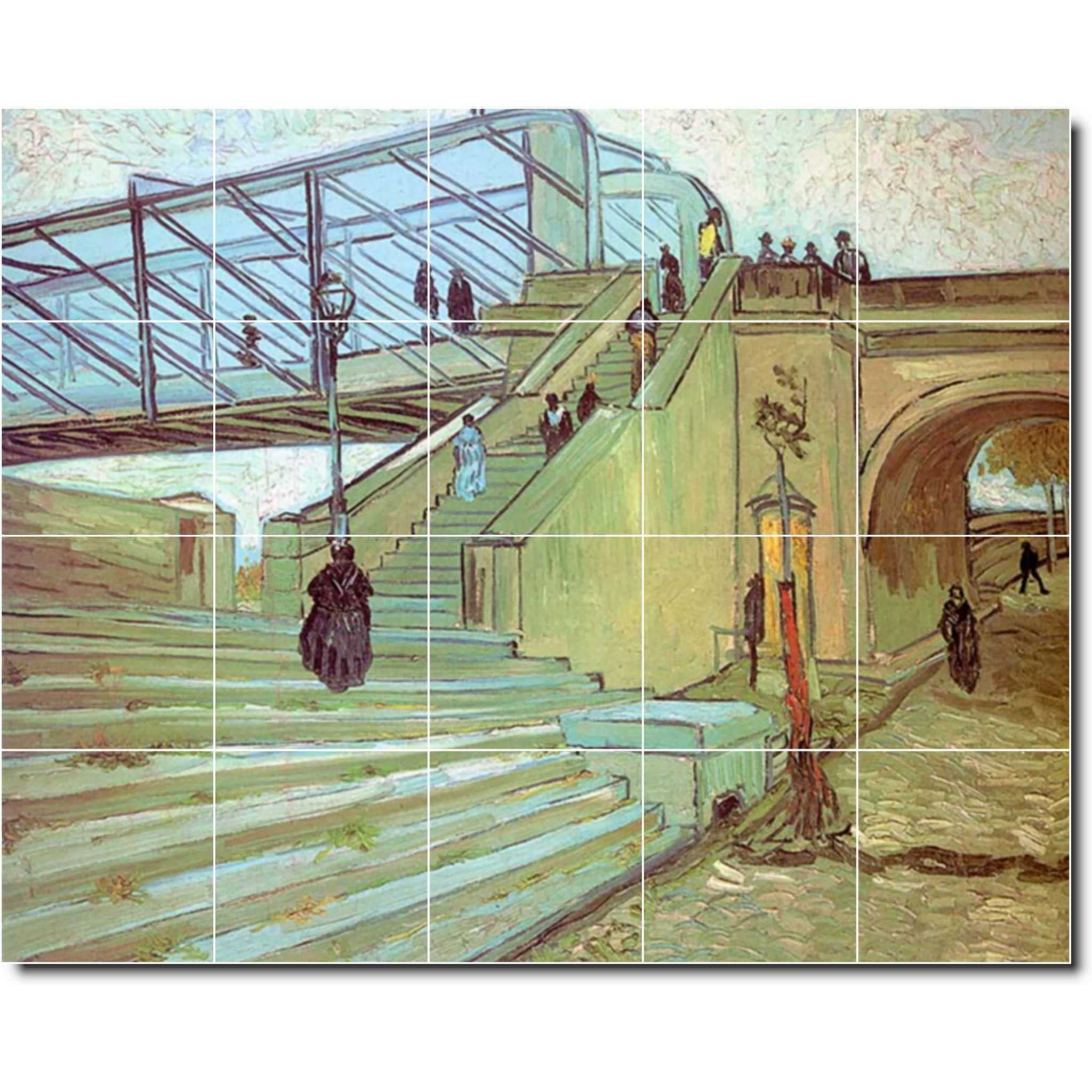 Ceramic Tile Mural-Vincent Van Gogh City Custom Tile Mural 7. 30" w x ...