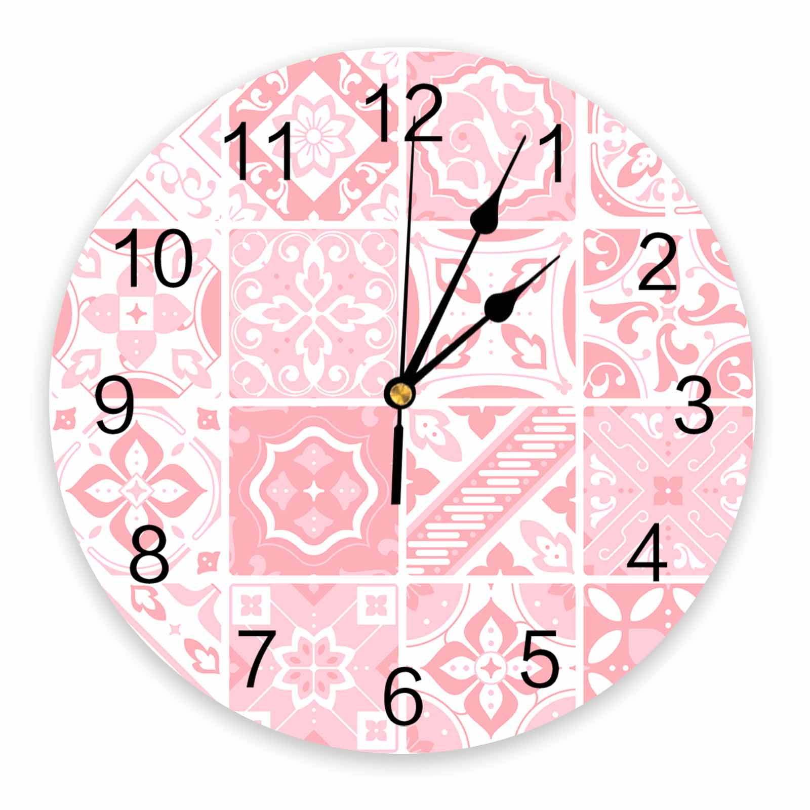 Ceramic Tiles Bohemian Floral Blue PVC Wall Clock Bedroom ration Wall ...