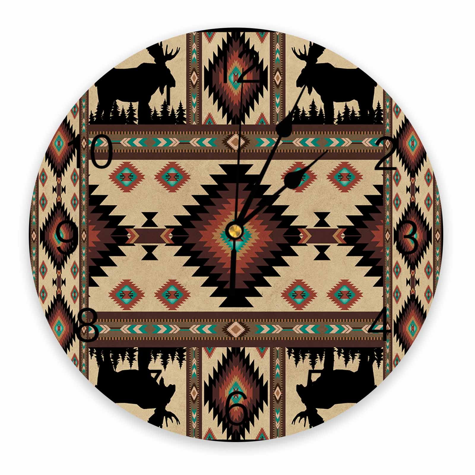 Ceramic Tiles Bohemian Floral Blue PVC Wall Clock Bedroom ration Wall ...