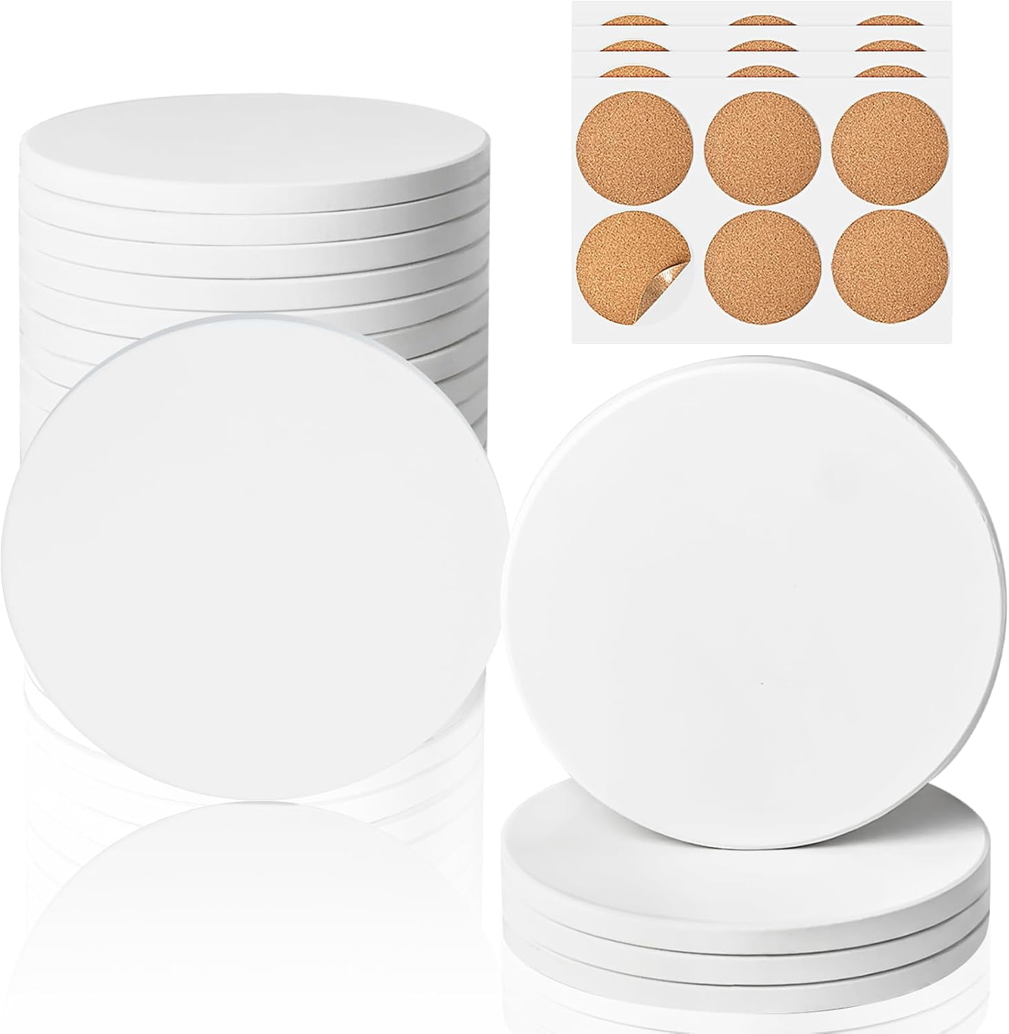 Ceramic Tiles for Crafts, 24 Pack Unglazed Blank Coasters White Tiles ...