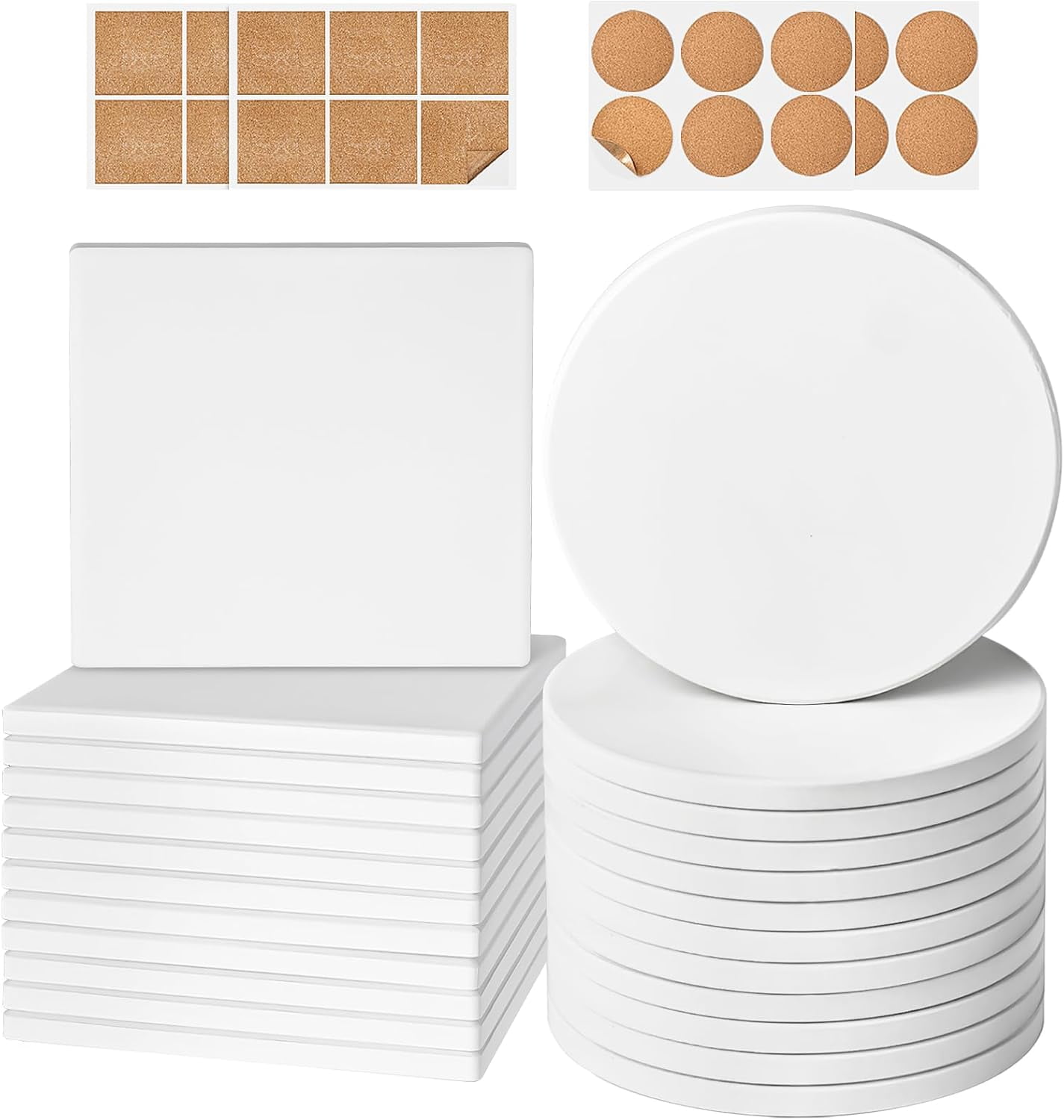 Ceramic Tiles for Crafts, 24 Pack Unglazed Blank Coasters White Tiles ...