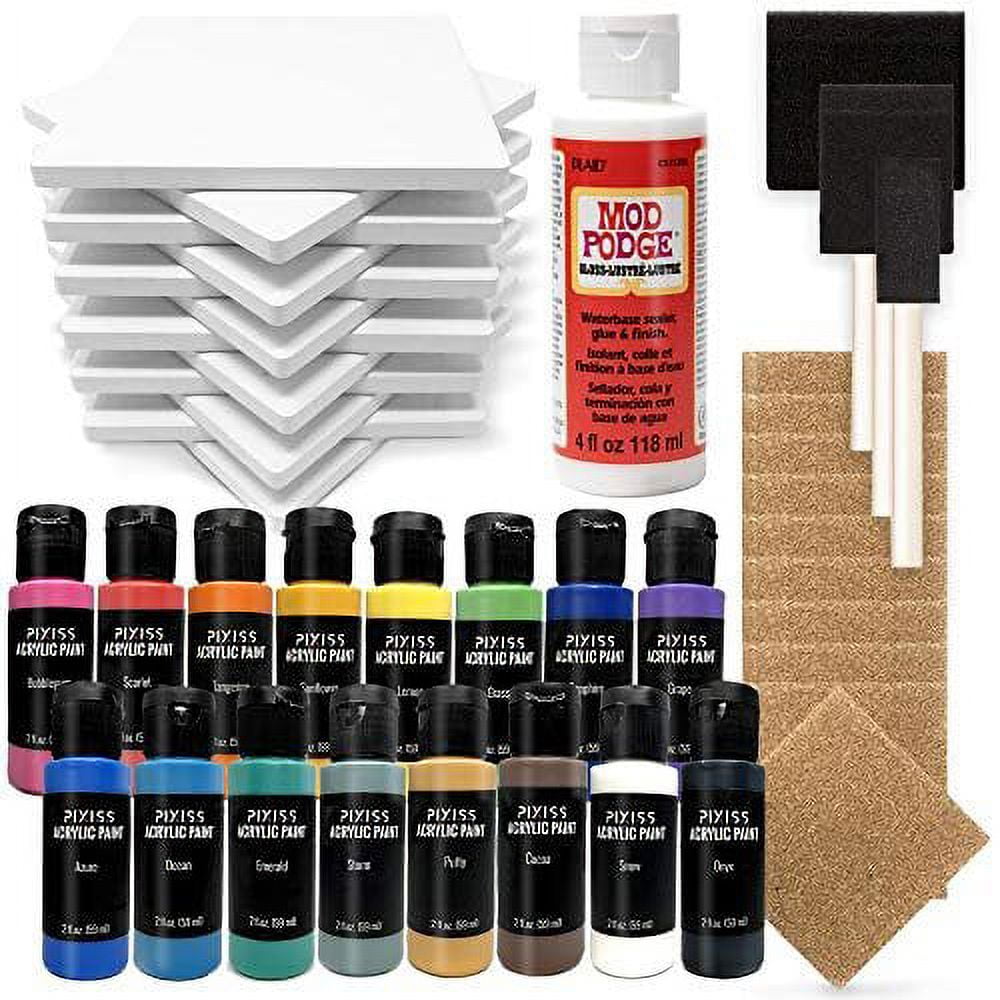 Ceramic Tiles for Crafts Coasters Kit, 12 Ceramic White Tiles, Cork ... Ceramic Tiles for Crafts Coasters Kit, 12 Ceramic White Tiles, Cork ...
