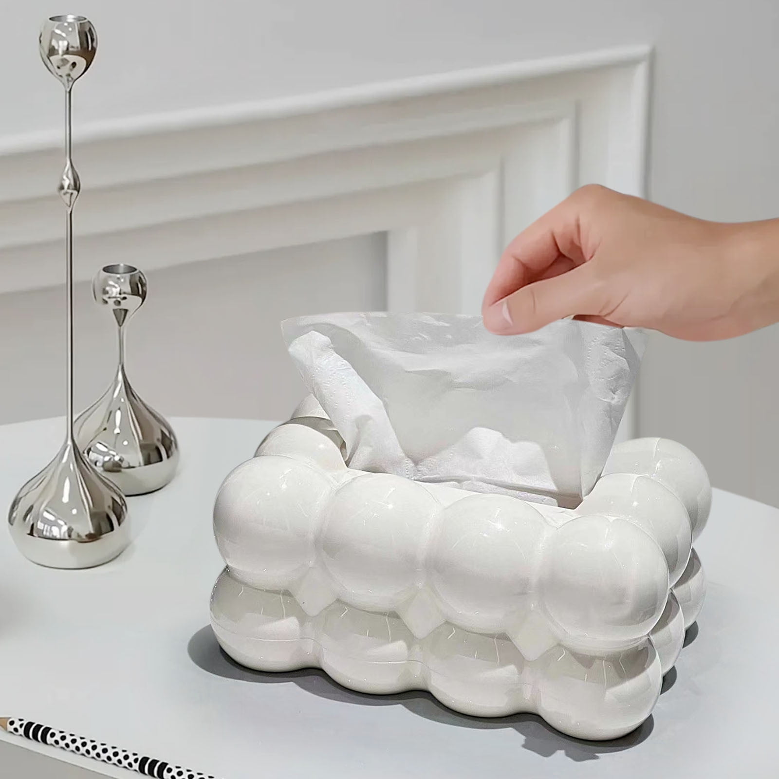 Ceramic Tissue Box Cover - Abstract Home Decor Vase for Bathroom Vanity ...