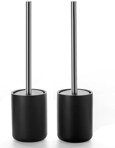 Ceramic Toilet Brush & Holder Set - Freestanding Deep-Cleaning Toilet ...