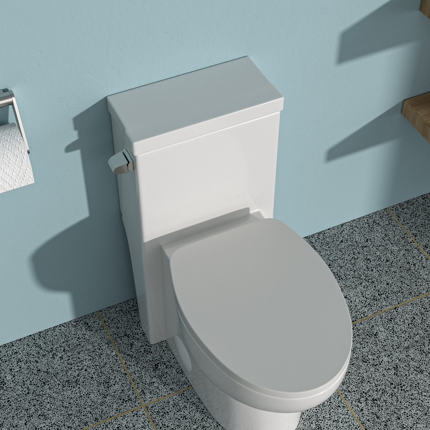 Ceramic Toilet One-Piece Design Soft-Closing Seat Single-Flush System ...