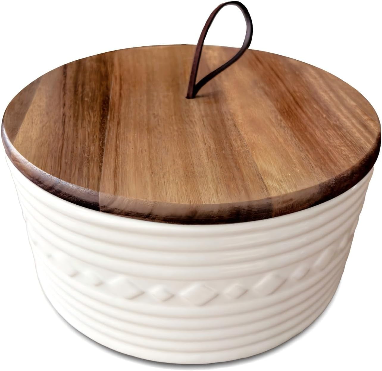 Ceramic Tortilla Warmer with Acacia Wood Lid (8.2"x 8.2"x 4 ...