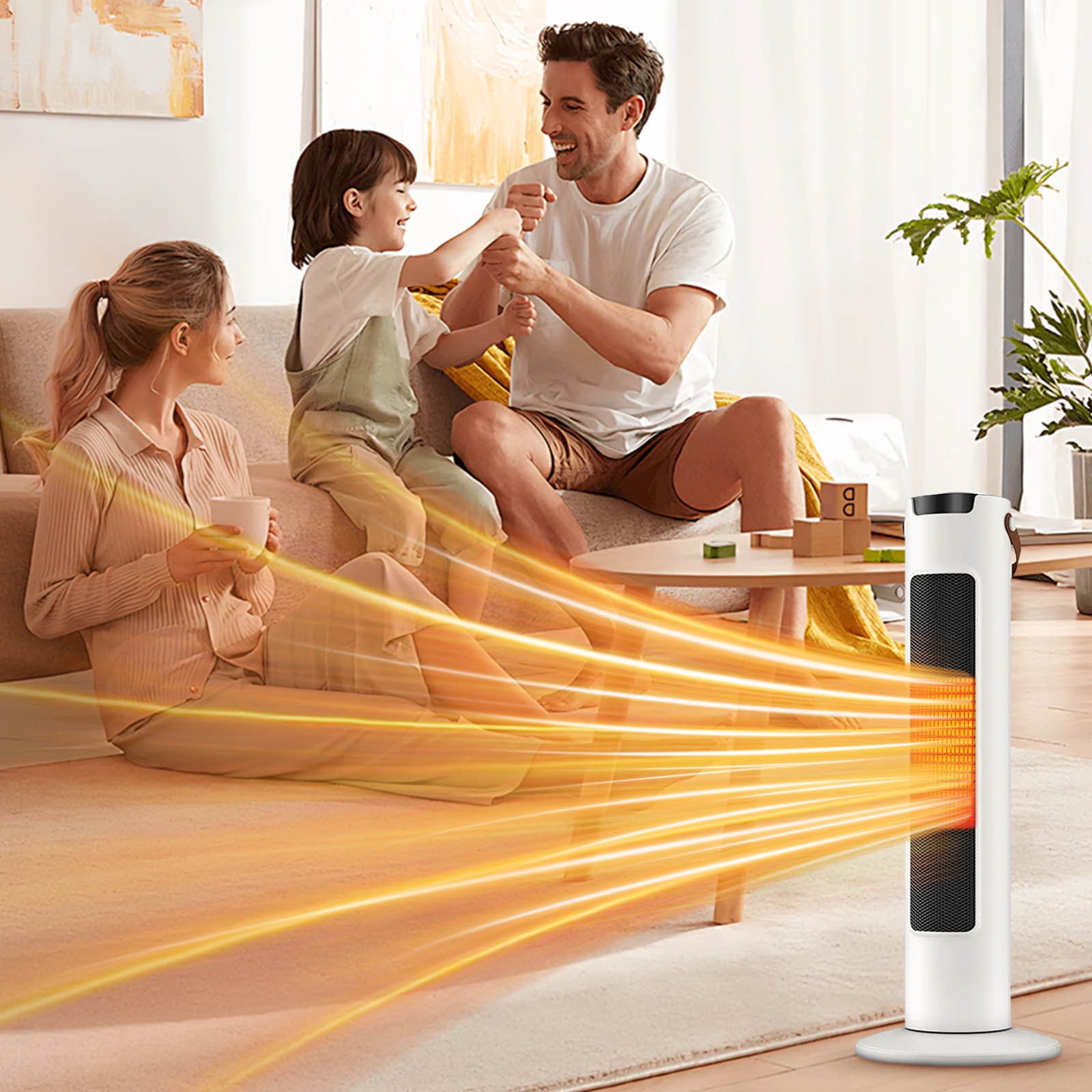 Ceramic Tower Space Heater with Adjustable Thermostat for Large Room ...