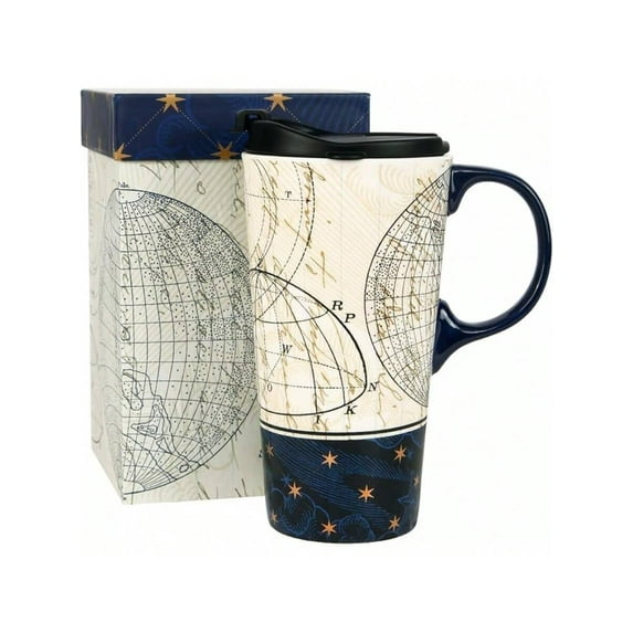 Ceramic Travel Mug Porcelain Coffee Cup With Spill-Proof Lid And Box ...