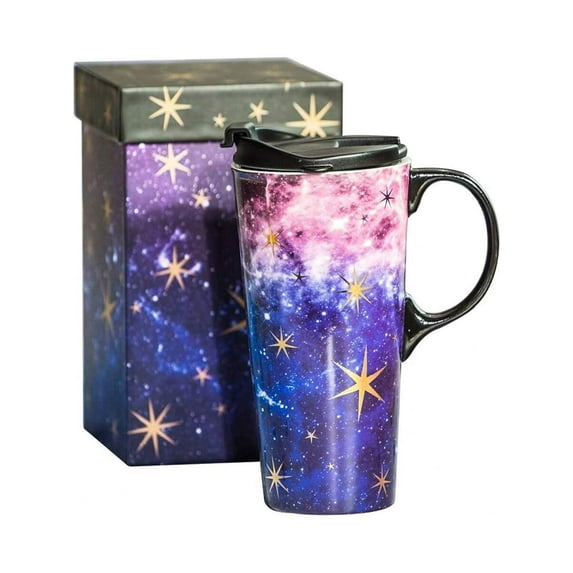 Ceramic Travel Mug Porcelain Coffee Cup With Spill-Proof Lid And Box ...