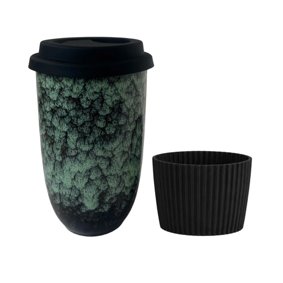 Ceramic Travel Mug With Lid 16 Oz Reusable Coffee Tumbler Leak Travel ...