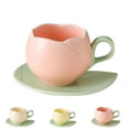 Ceramic Tulip Coffee Mug With Saucer Set, Comfortable Handle Tulip ...